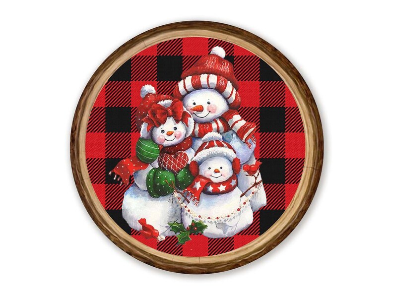 Red and Black Plaid Snowman Circle Metal Sign Snowman - Etsy