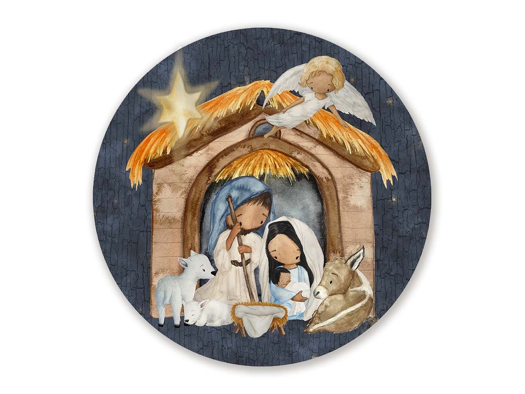 Nativity Scene Circle Shaped Christmas Wreath Sign Choose - Etsy