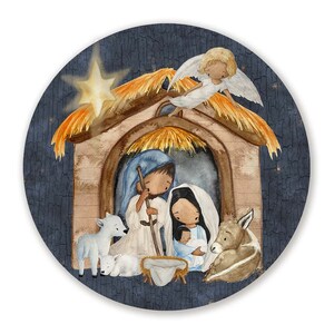 Nativity Scene Circle Shaped Christmas Wreath Sign Choose - Etsy