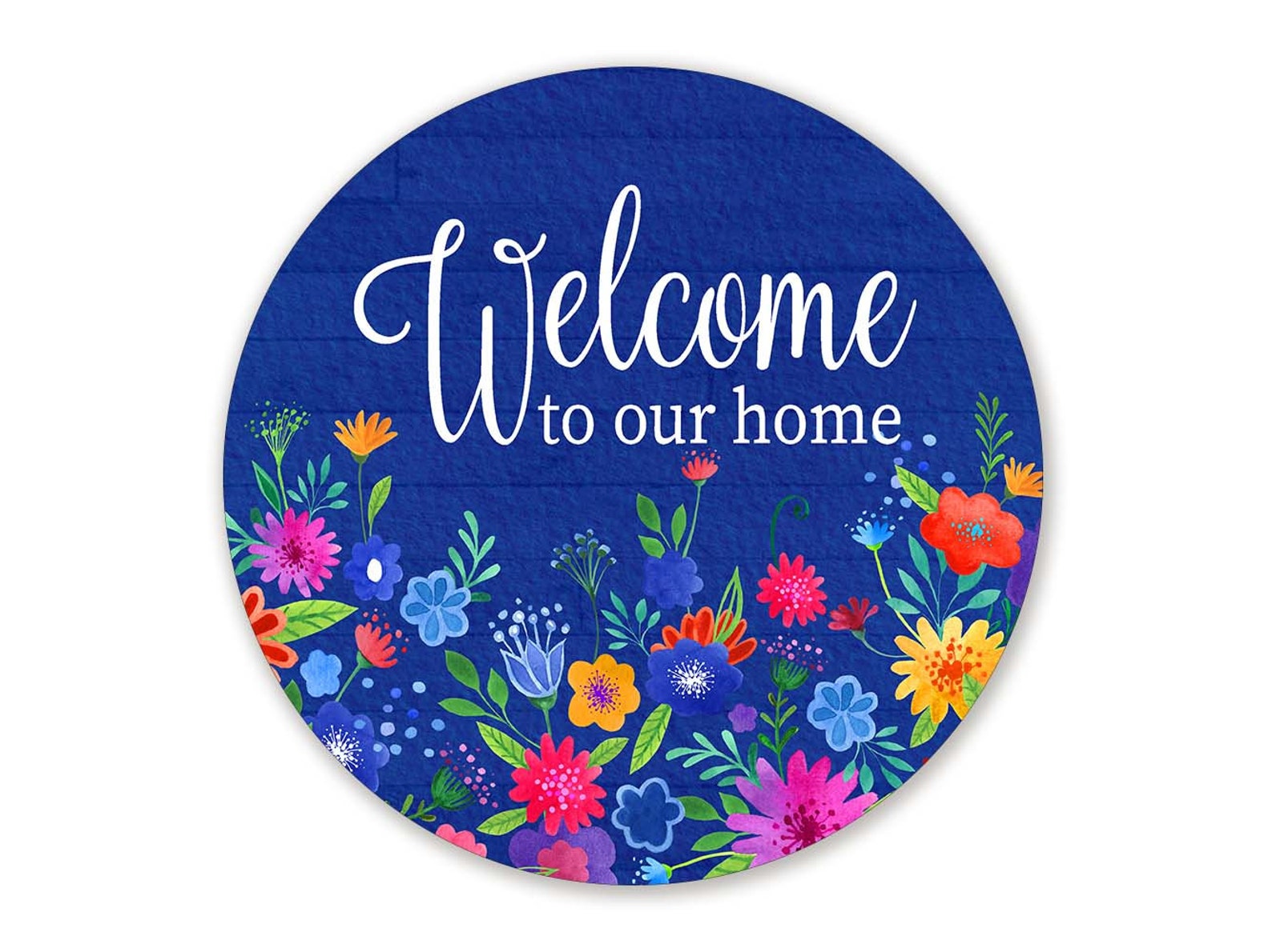 Welcome to Our Home Blue Floral Round Wreath Sign Bright - Etsy