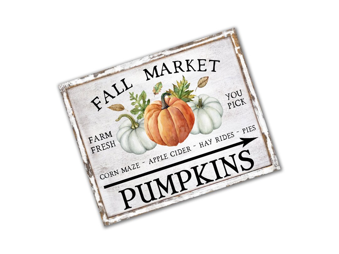 Fall Market Orange and White Pumpkin Sign for Fall Wreaths - Etsy