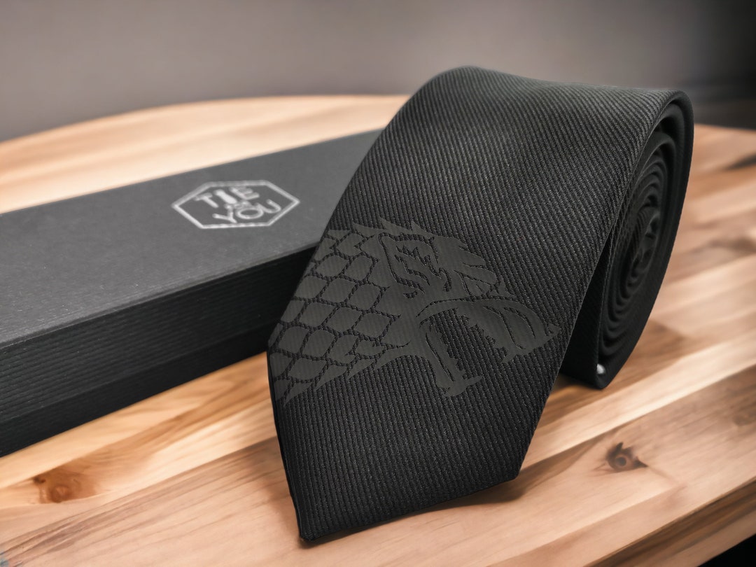 Game of Thrones Tie Black Edition- Stark Wolf Tie - Slim Tie - Wedding ...