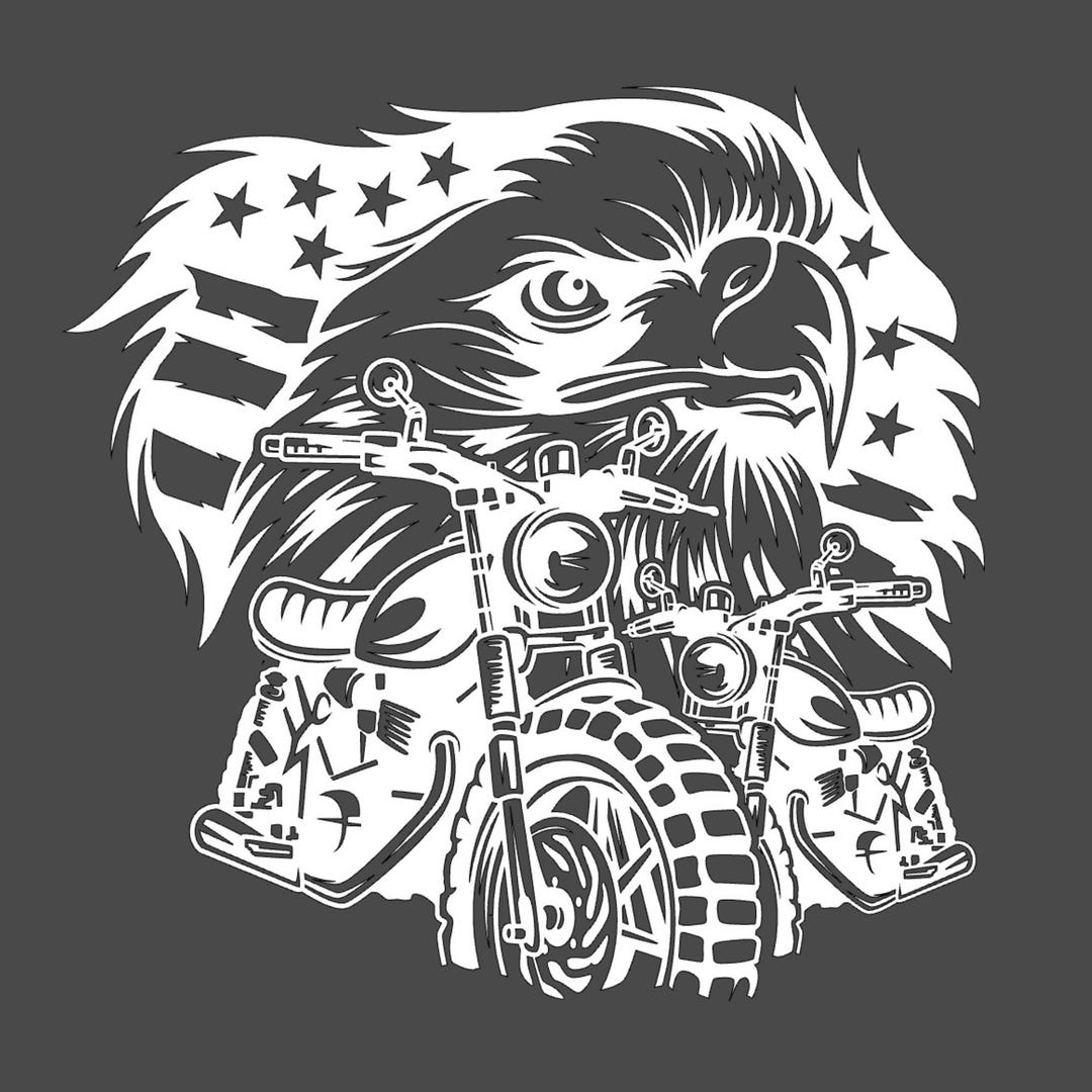 American Eagle Motorcycle Vinyl Decal | Biker Sticker | Patriotic ...