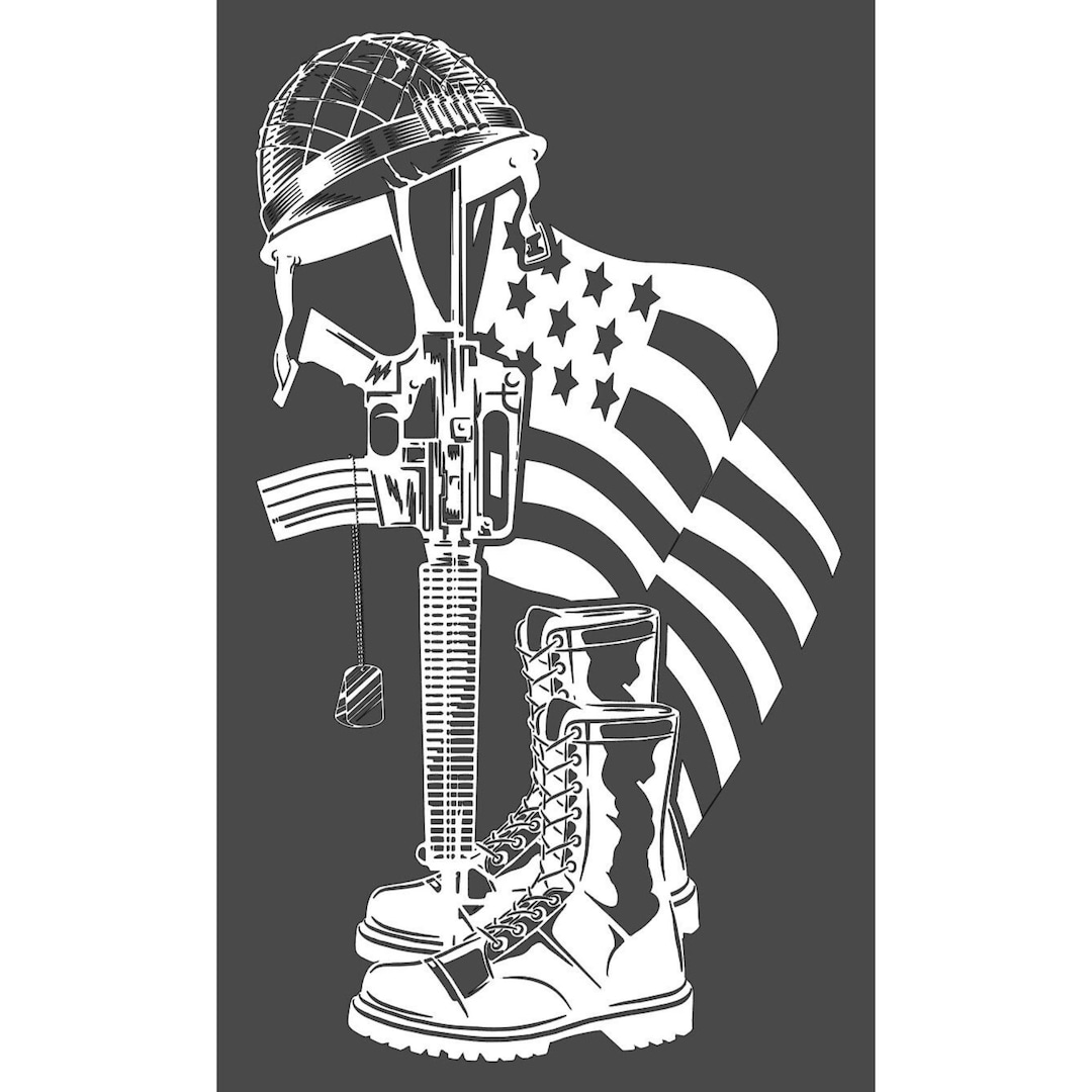 Fallen Soldier Battlefield Cross Vinyl Decal – Military Memorial ...
