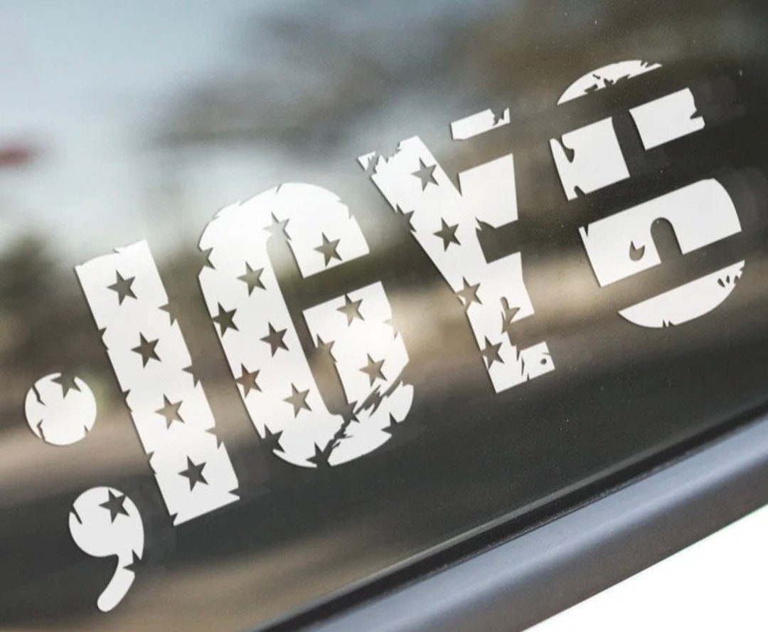 Patriotic Distressed Stencil Font Sticker Semicolon IGY6 Military ...
