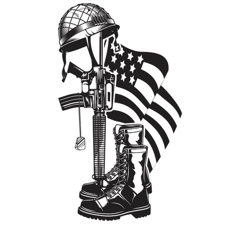 Fallen Soldier Battlefield Cross Vinyl Decal – Military Memorial ...