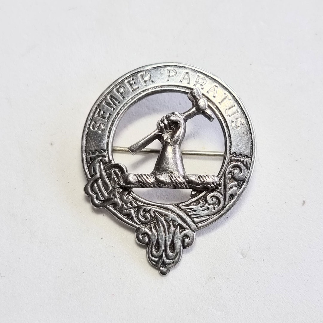 Vintage Silver Scottish Clan Badge "semper Paratus" Edinburgh 1956 ...