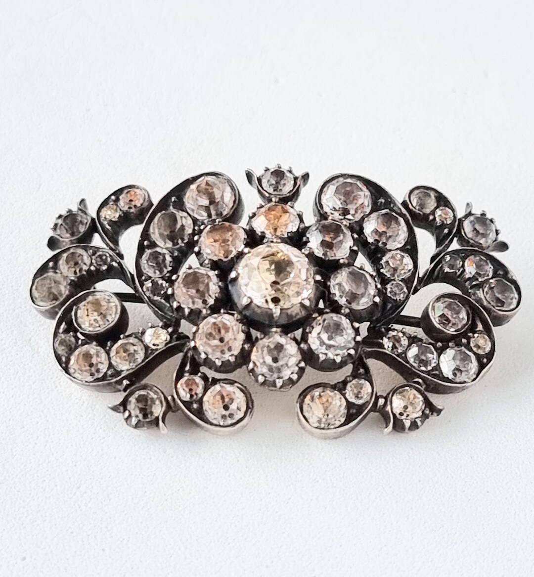 Georgian Brooch, Gold, Silver and Clear Paste Stones. KNO/854 - Etsy