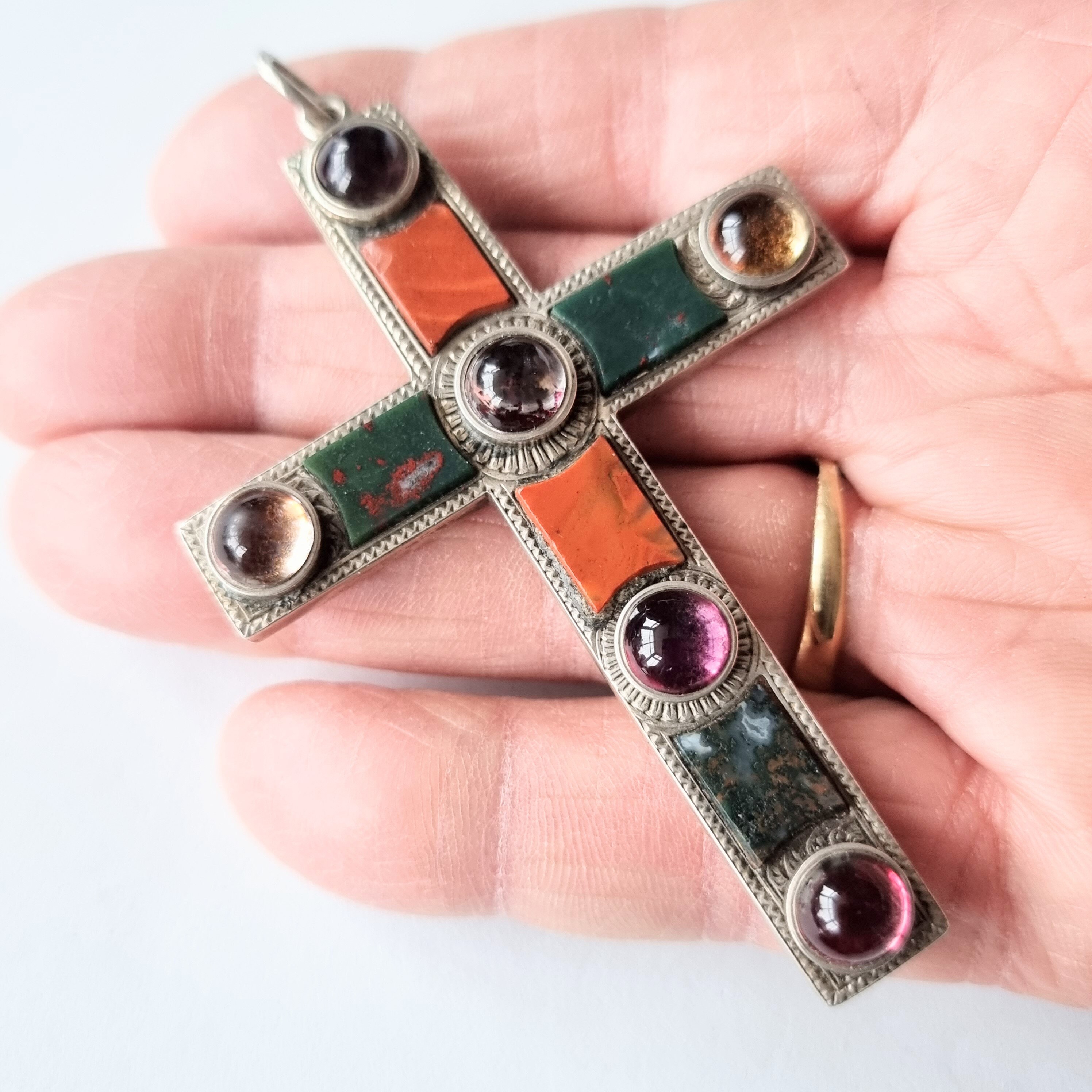 Victorian Antique Scottish Hardstone, Rock Crystal Cross Large. IER/790 ...