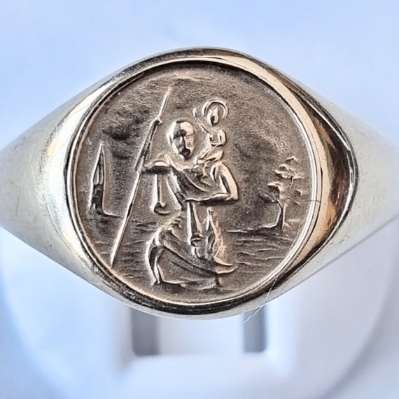 St christopher signet ring - Gem