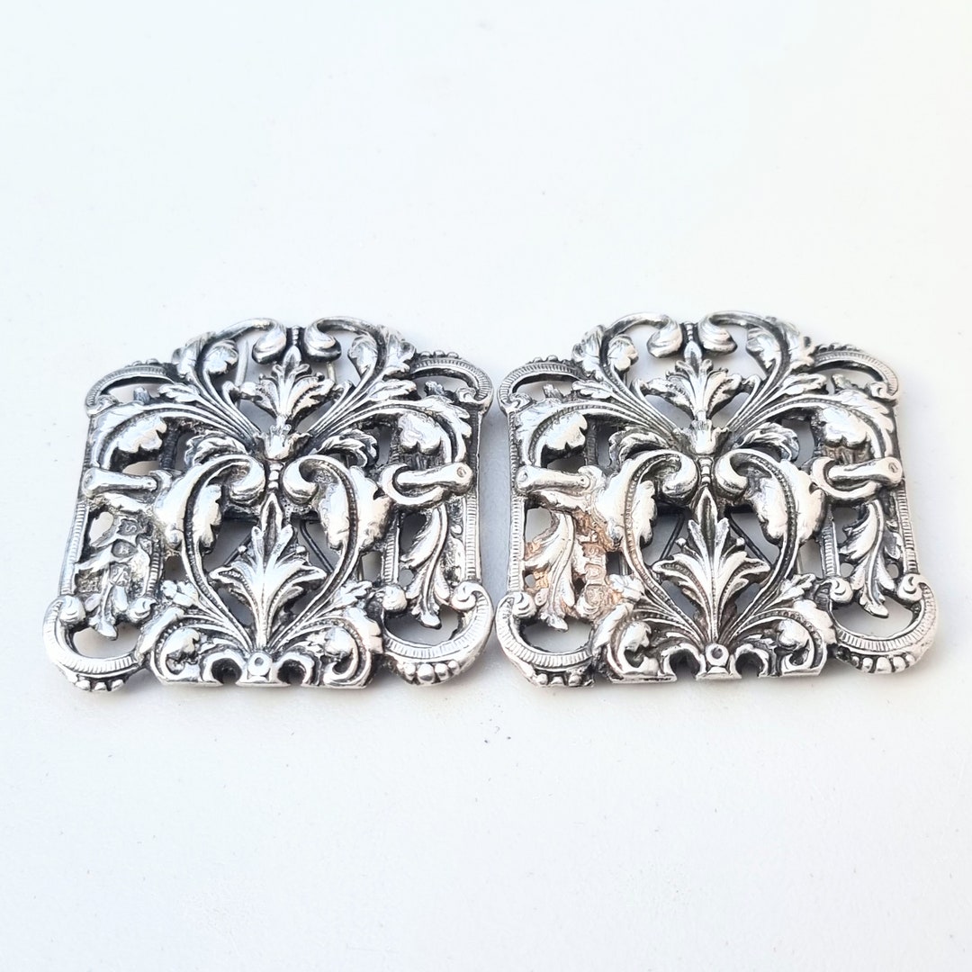Antique Sterling Silver Cloak Clips, Assayed Hallmarked Victorian 1893 ...