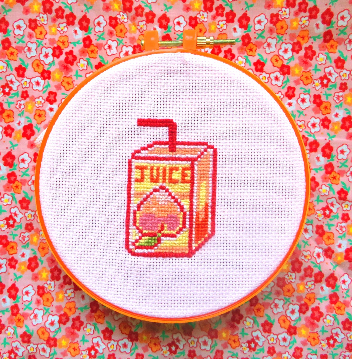 Cross Stitch 'juice Box' Pattern Set Peach | Etsy