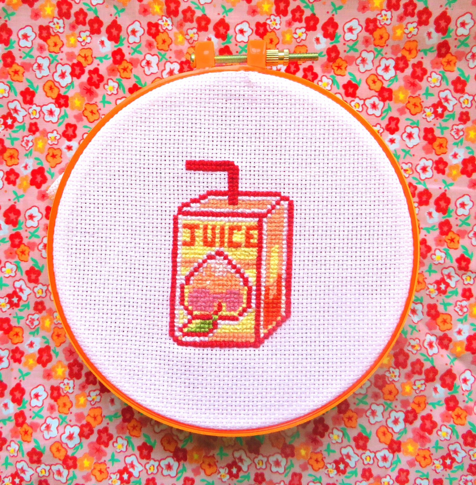 Cross Stitch 'juice Box' Pattern Set - Peach - Strawberry - Orange - Etsy
