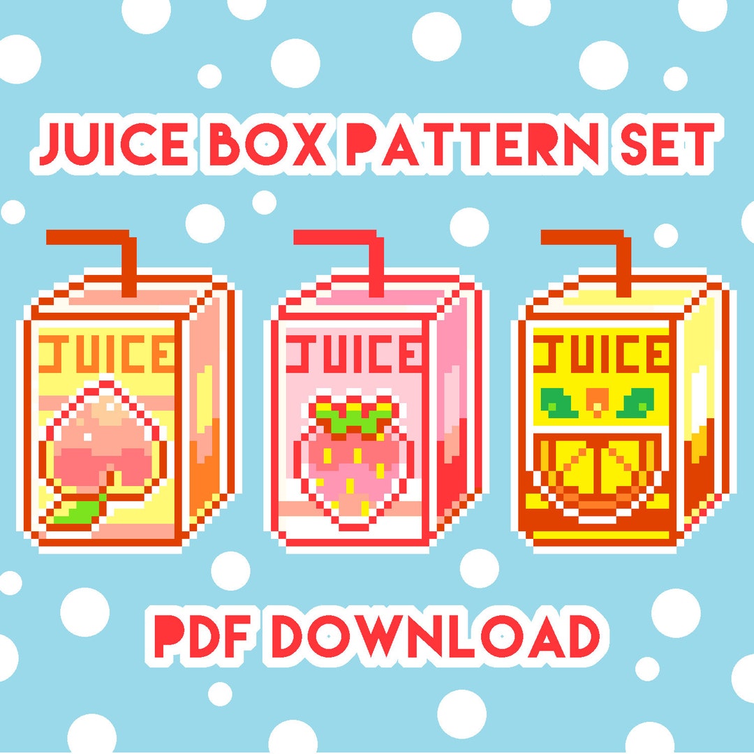 Cross Stitch 'juice Box' Pattern Set Peach Strawberry Orange - Etsy