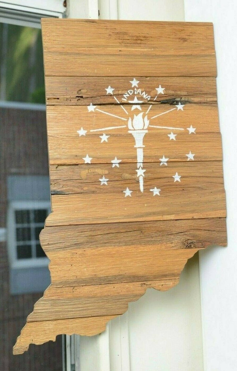 Indiana Home Wooden Painted Wall Art Farmhouse - Etsy