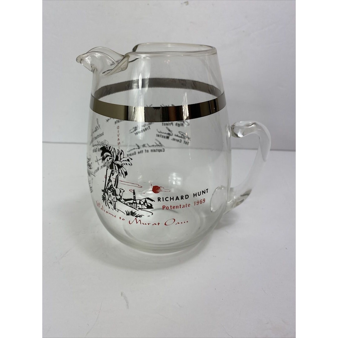 1969 SHRINERS MURAT OASIS Glass Water Pitcher Scotch Bar Ware - Etsy