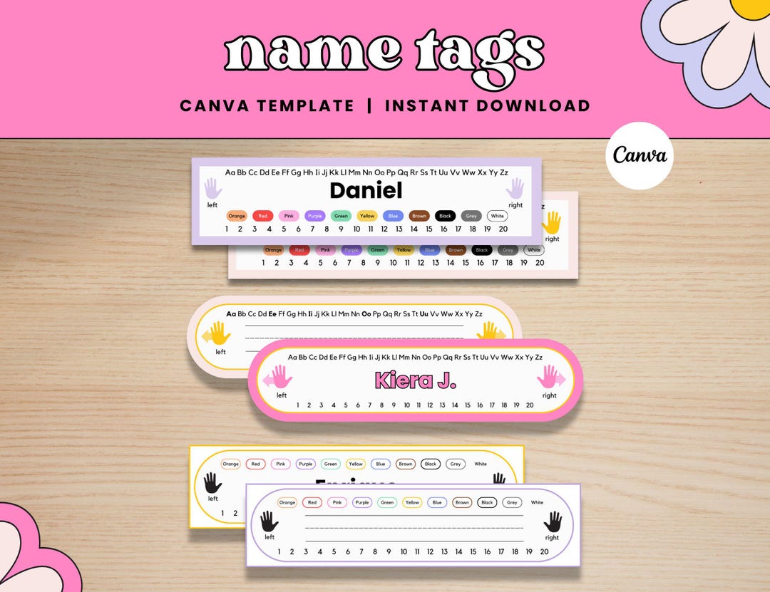 Student Desk Name Tags Bold Colorful Theme Editable Classroom Template ...