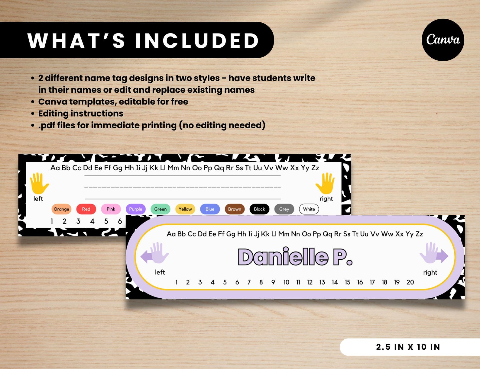 Student Desk Name Tags Composition Book Theme, Editable Classroom ...