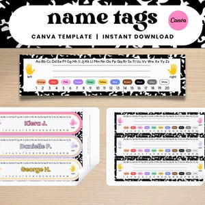 Student Desk Name Tags Composition Book Theme, Editable Classroom ...
