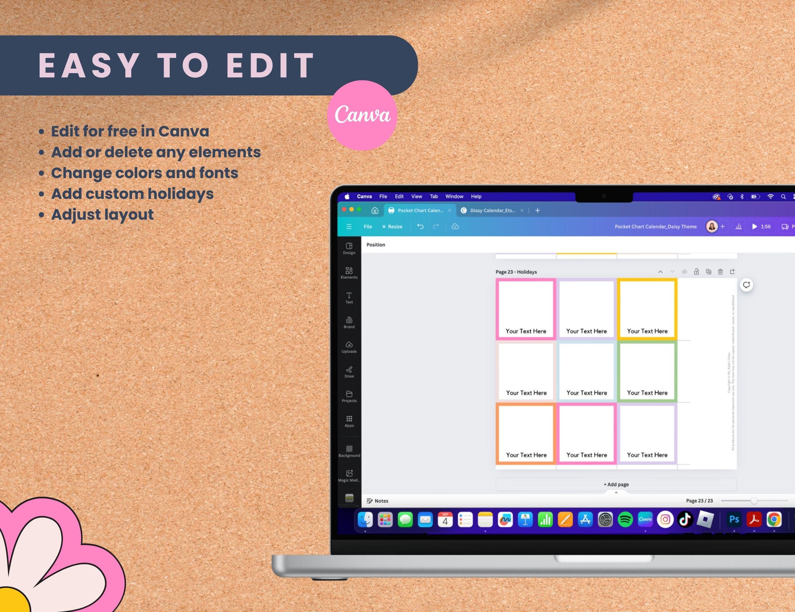 Classroom Calendar Display and Weather Station, Printable Bright Floral ...
