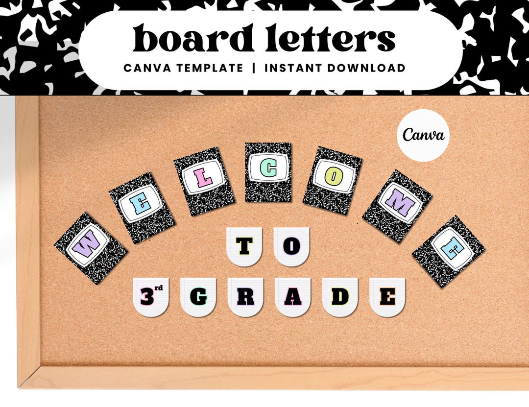 Bulletin Board Letters and Numbers Editable Classroom Template ...