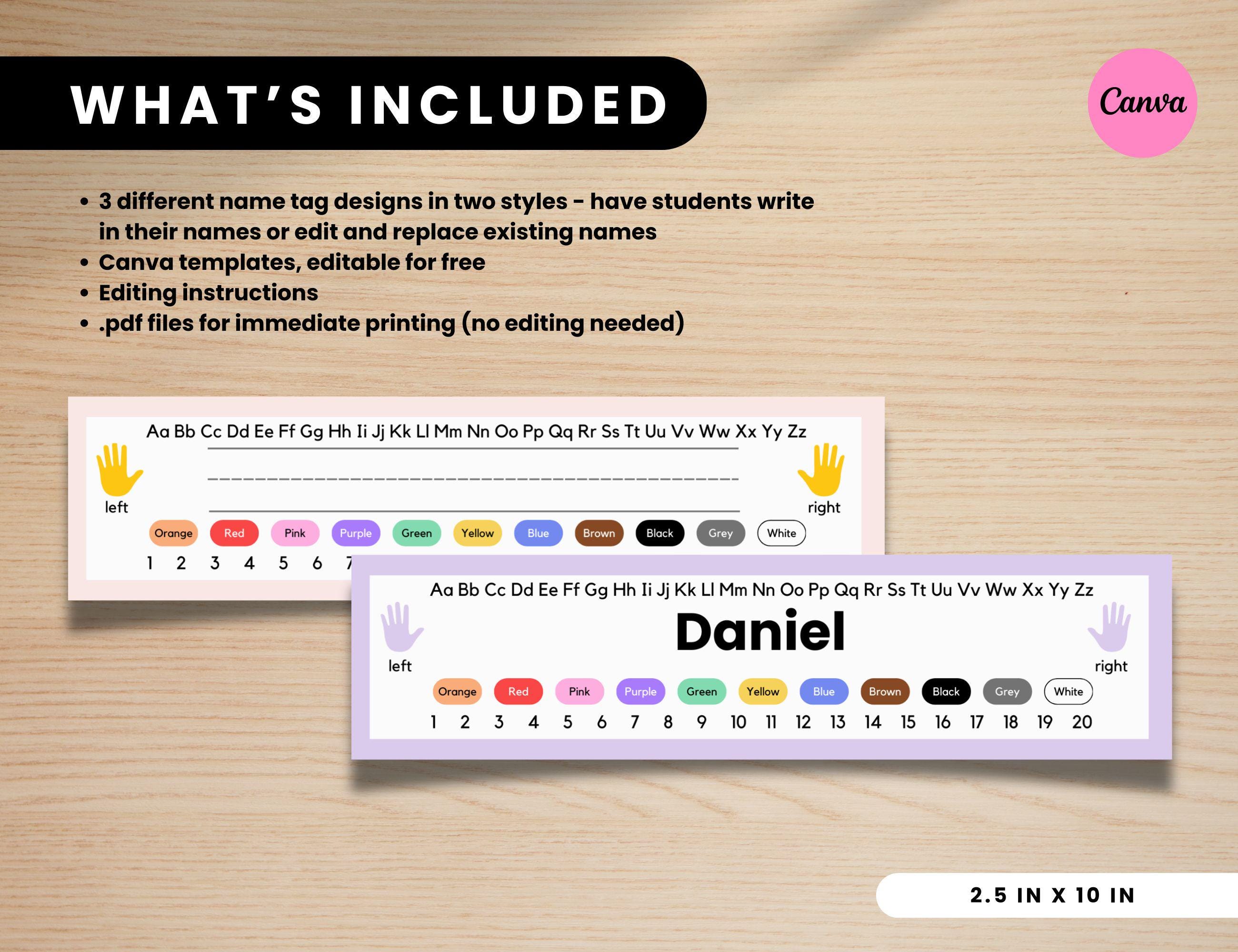 Student Desk Name Tags Bold Colorful Theme Editable Classroom Template ...