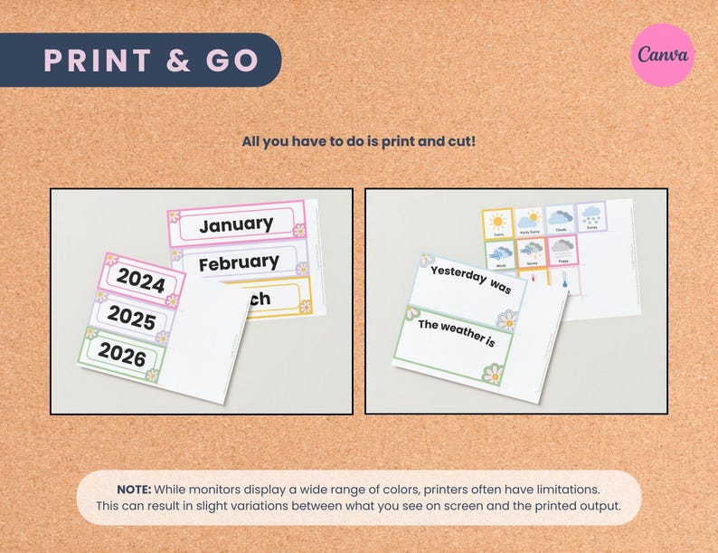 Classroom Calendar Display and Weather Station, Printable Bright Floral ...