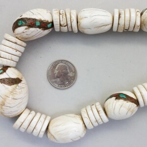Handmade Tibetan Fossilized Sacred Chank Shell Bead Necklace W/ Gak ...