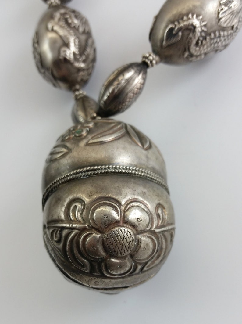 Antique Chinese Repousse Sterling Silver Crotal Bell Pendant | Etsy