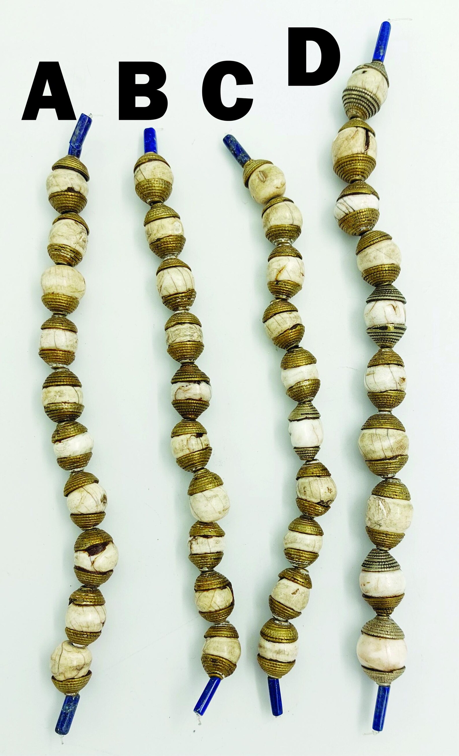 X1 Strand Vintage Rare Tibetan Sacred Chank Shell Round Bead W/ Brass ...