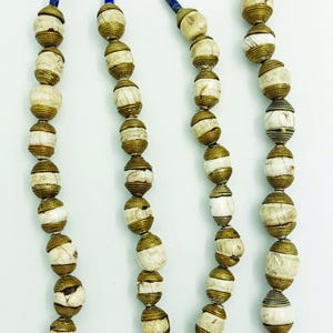 X1 Strand Vintage Rare Tibetan Sacred Chank Shell Round Bead W/ Brass ...