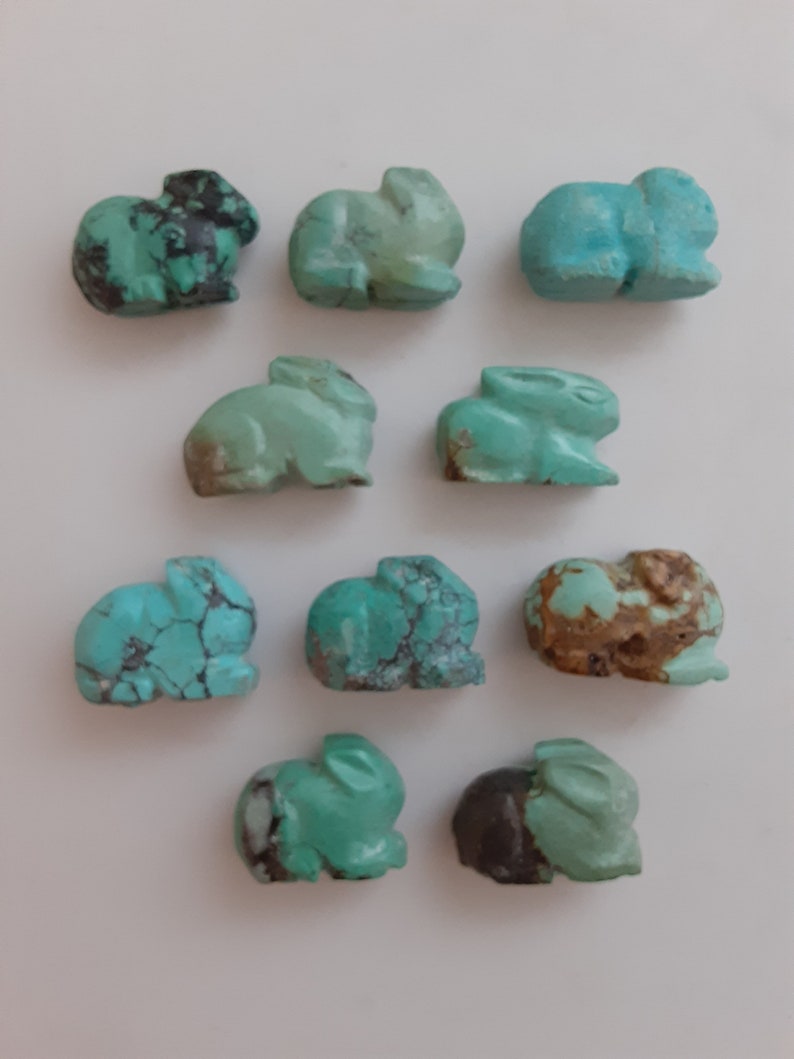 X1 Vintage Chinese Hand Carved Turquoise Stone Rabbit Charm - Etsy