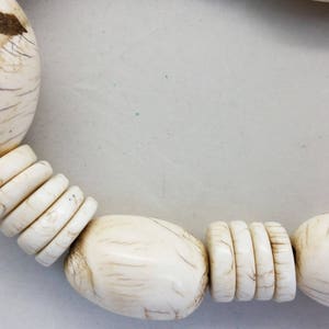 Handmade Tibetan Fossilized Sacred Chank Shell Bead Necklace W/ Gak ...