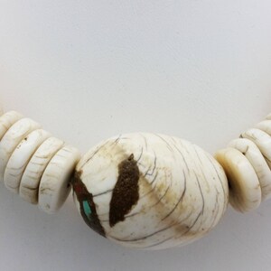 Handmade Tibetan Fossilized Sacred Chank Shell Bead Necklace W/ Gak ...