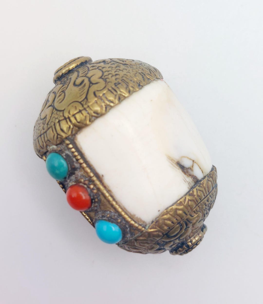 Vintage Rare Large Tibetan / Nepal Sacred Chank Shell Round Bead in ...