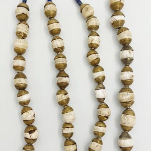 X1 Strand Vintage Rare Tibetan Sacred Chank Shell Round Bead W/ Brass ...