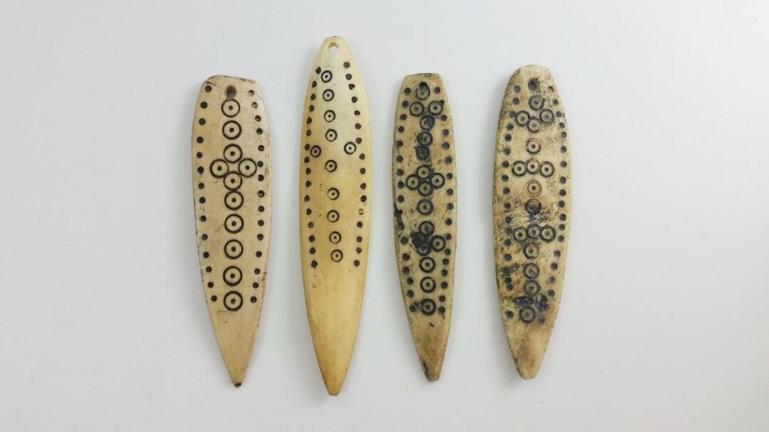 X1 Vintage Tribal African Carved Cattle Bone Fish Net Repair Tool ...