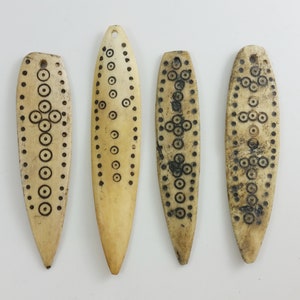 X1 Vintage Tribal African Carved Cattle Bone Fish Net Repair Tool ...