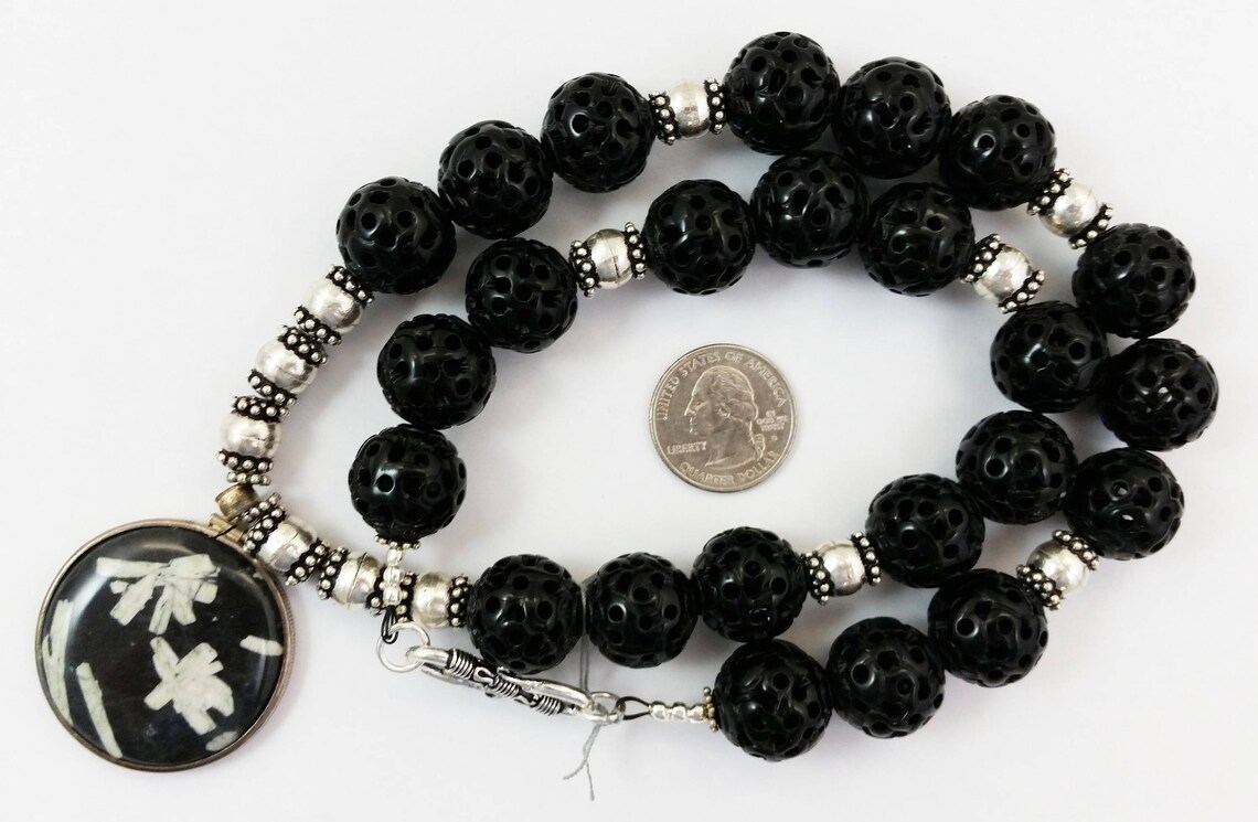 Chinese Writing Stone Round Pendant Necklace W/ Carved Round | Etsy