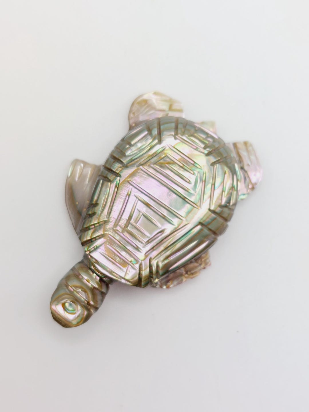 Vintage Native American Indian Abalone Shell Turtle Pendant Signed by ...