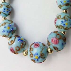 Custom Antique Venetian Blue Fancy Bead Necklace W/ 14 Karat Gold Beads ...