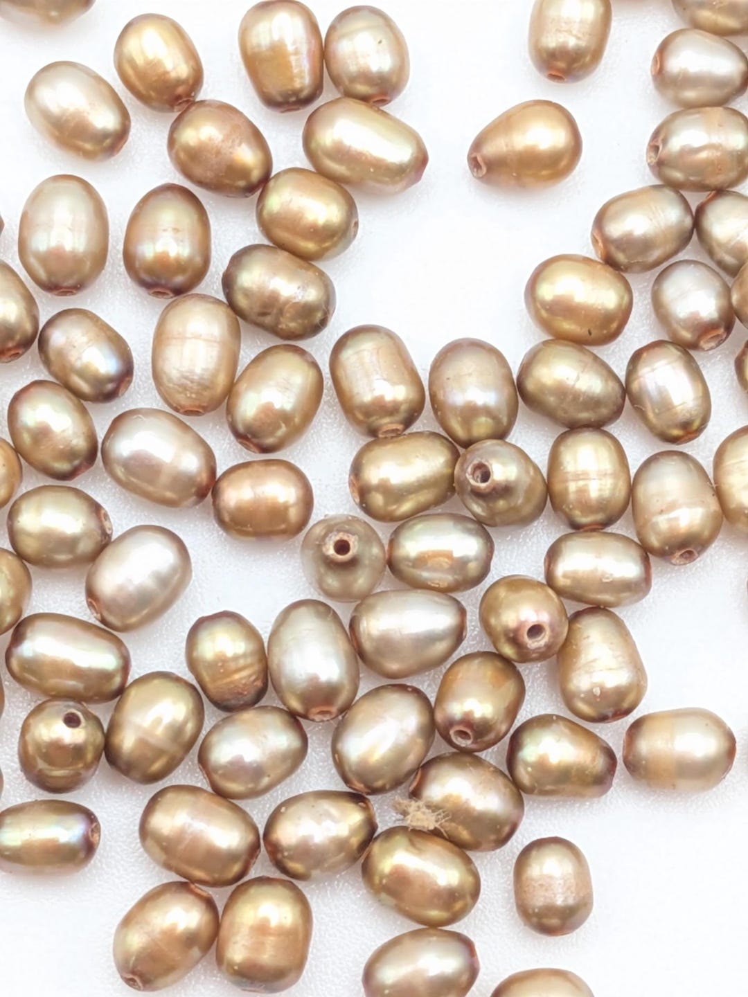 Freshwater Rice Pearl Beads Gold Color Loose Beads Lot of 100 Ct ...
