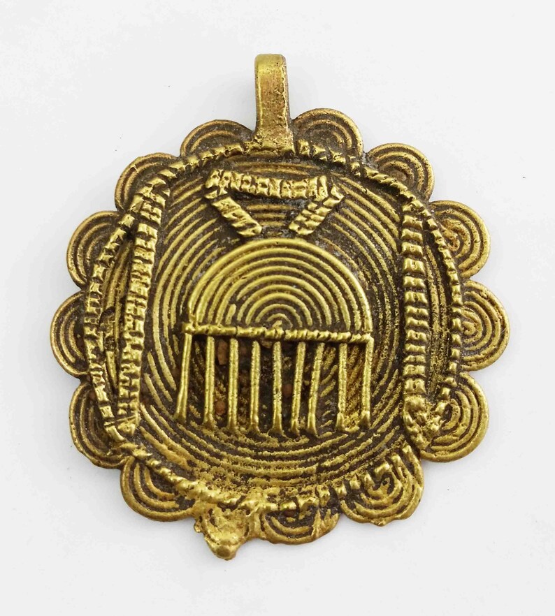 Vintage Tribal African Bronze Round Medallion Necklace Pendant - Etsy