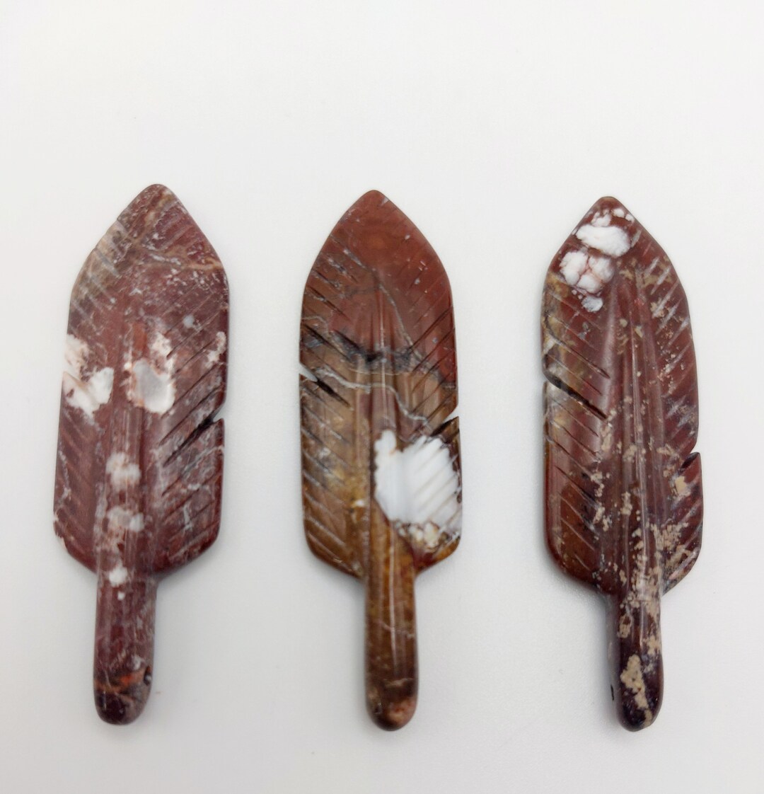 Vintage Hand Carved Jasper Feather Bead, Charm or Pendant X1 - Etsy