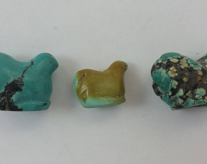 Hand Carved Chinese Turquoise Stone Chicken Fetish Pendant or Bead ...