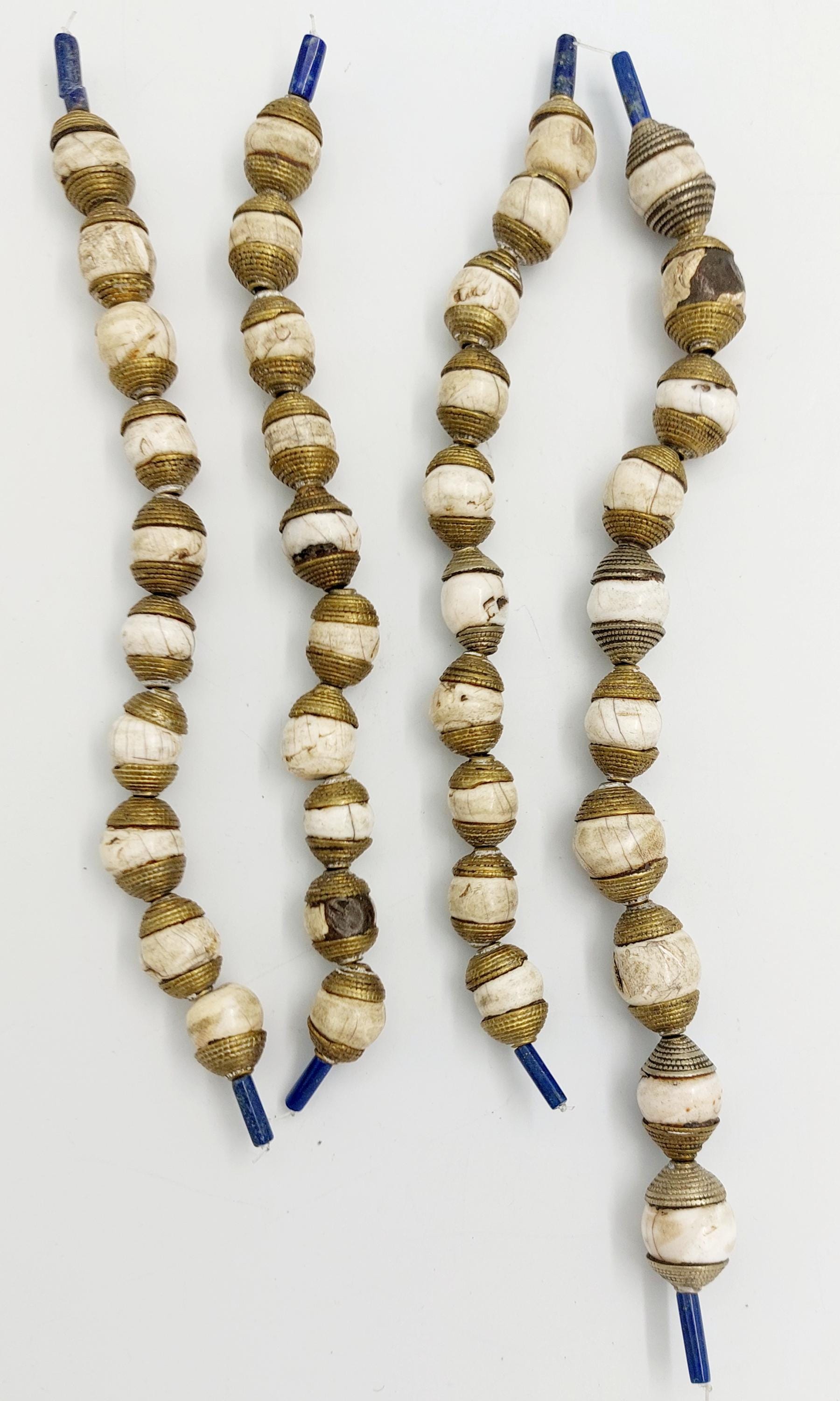 X1 Strand Vintage Rare Tibetan Sacred Chank Shell Round Bead W/ Brass ...