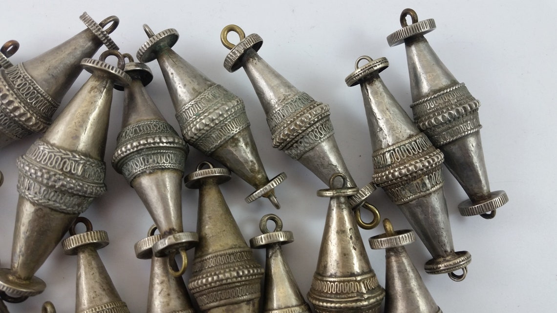 X1 Antique Large Silver Turkoman Bicone Bead Afghanistan / - Etsy