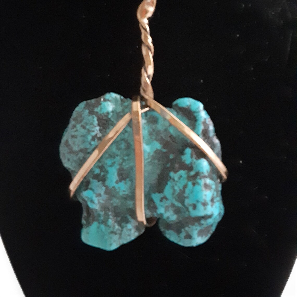 Vintage Large Turquoise Stone Wire Wrap Pendant Necklace - Etsy