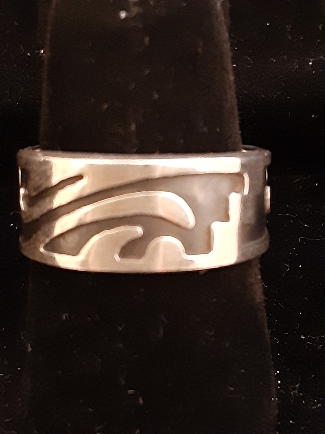 Geometric Patterned Band Ring - .925 Sterling Silver Statement Ring ...