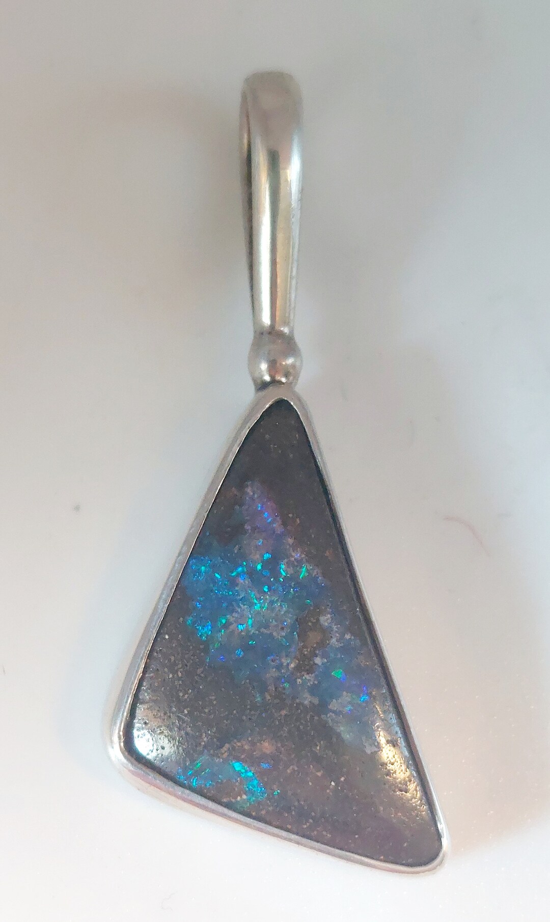 Vintage Sajen Opal Triangle Necklace Pendant W/ .925 Sterling Silver - Etsy